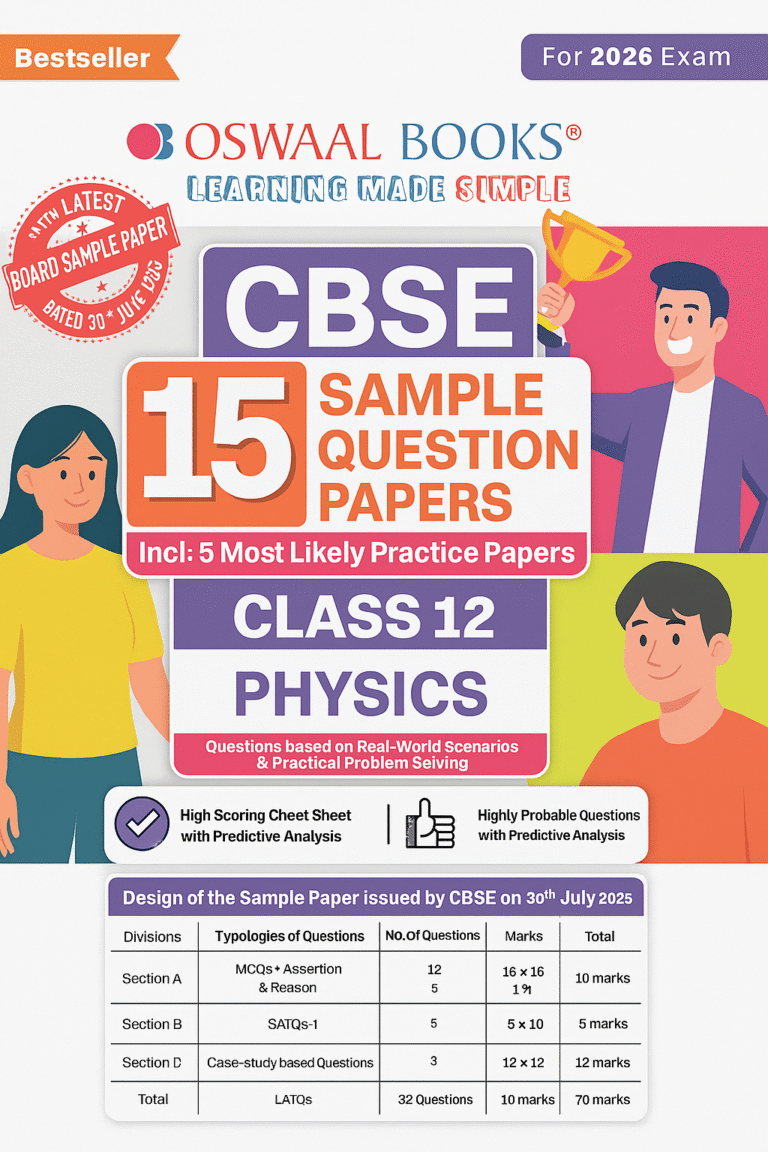 CBSE 15 Sample Question Papers Class 12 Physics for 2026 Board Exam (As ...